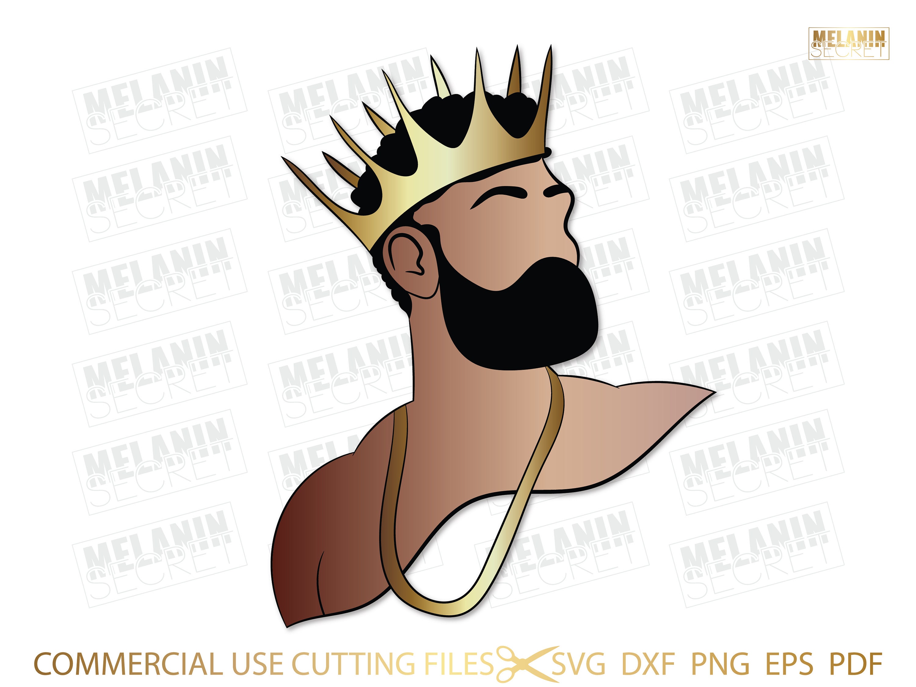 Black Man Svg King with Crown SVG Black Man Crown Svg | Etsy
