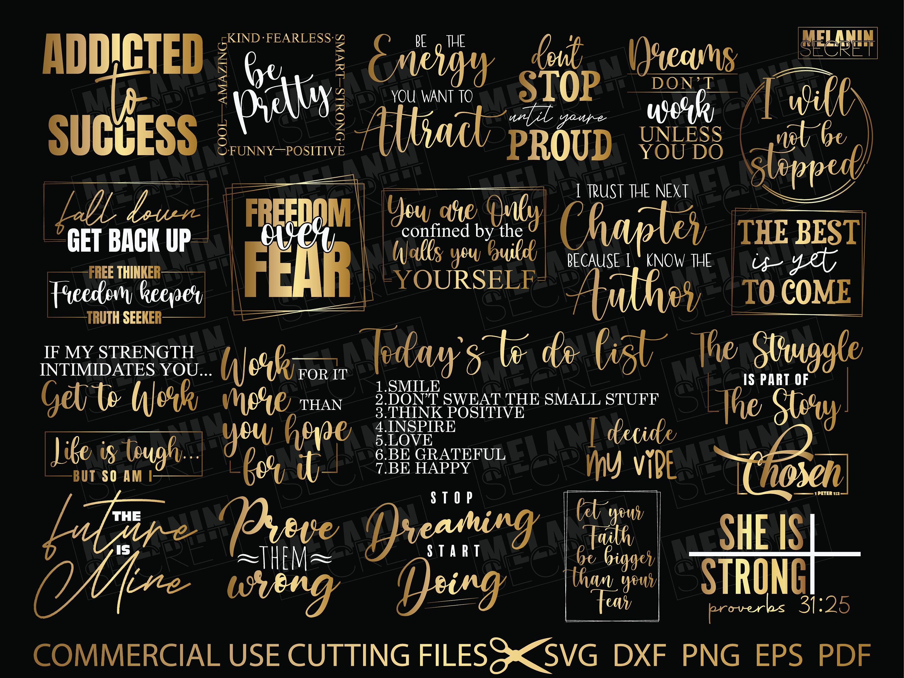 24 Motivational Quotes Bundle SVG Inspirational Quotes SVG | Etsy Canada