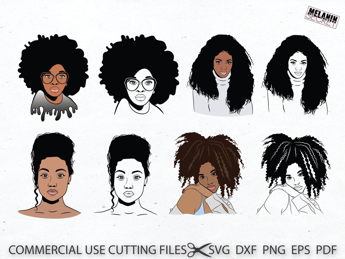 Afro Portrait Bundle SVG Designs Afro Woman Svg Black Queen - Etsy