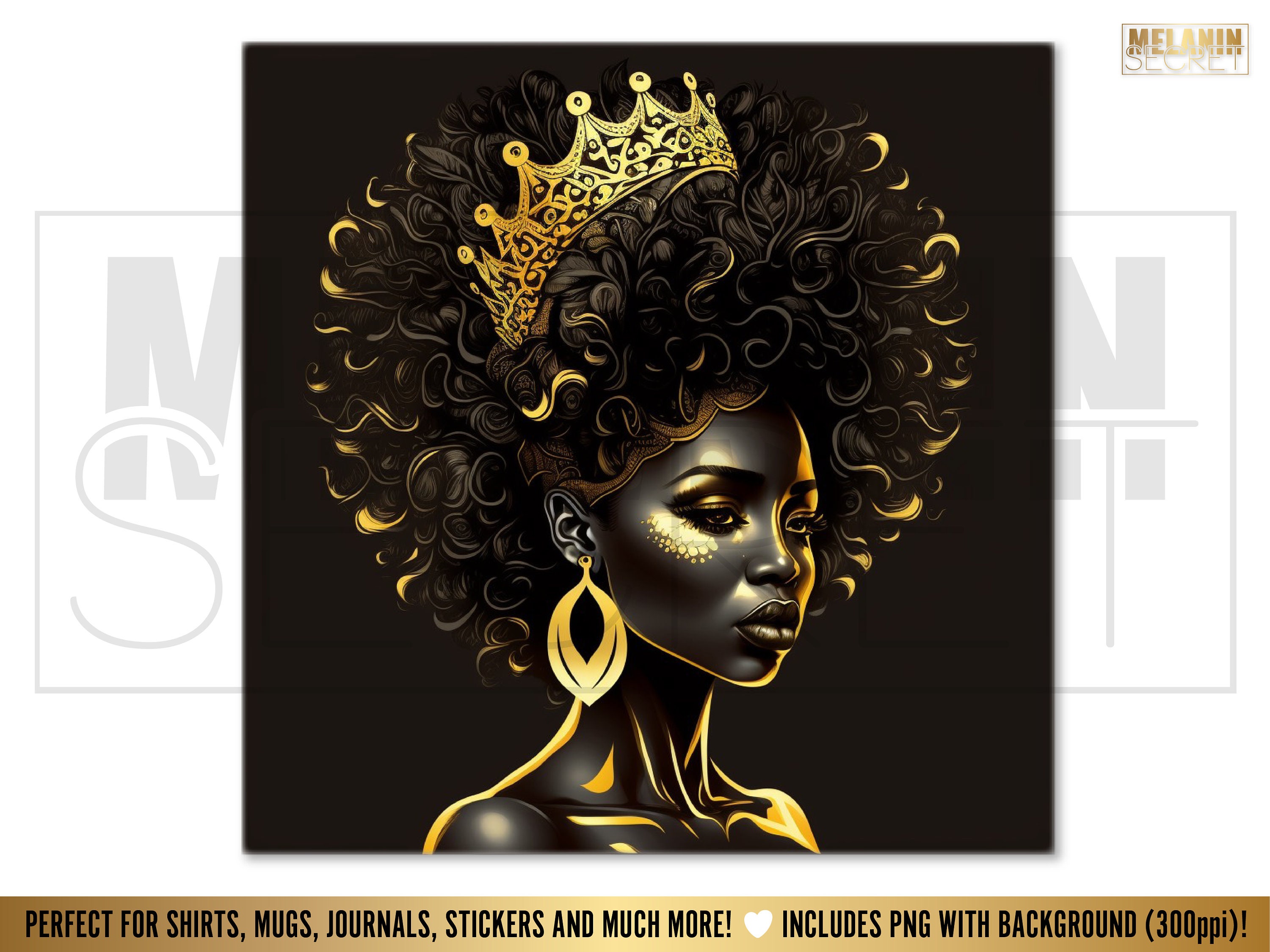 Beautiful Black Girl Magic With Crown PNG Melanin Black - Etsy