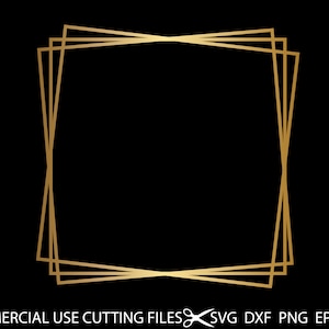 Square Wreath SVG, Square Frame, Gold Square Monogram SVG, Cricut Cut ...