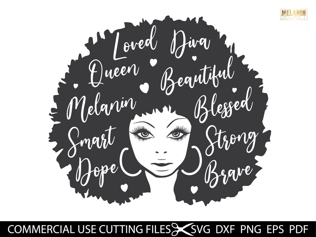 Afro Queen Silhouette SVG, Afro SVG, Black History Month SVG, Afro ...