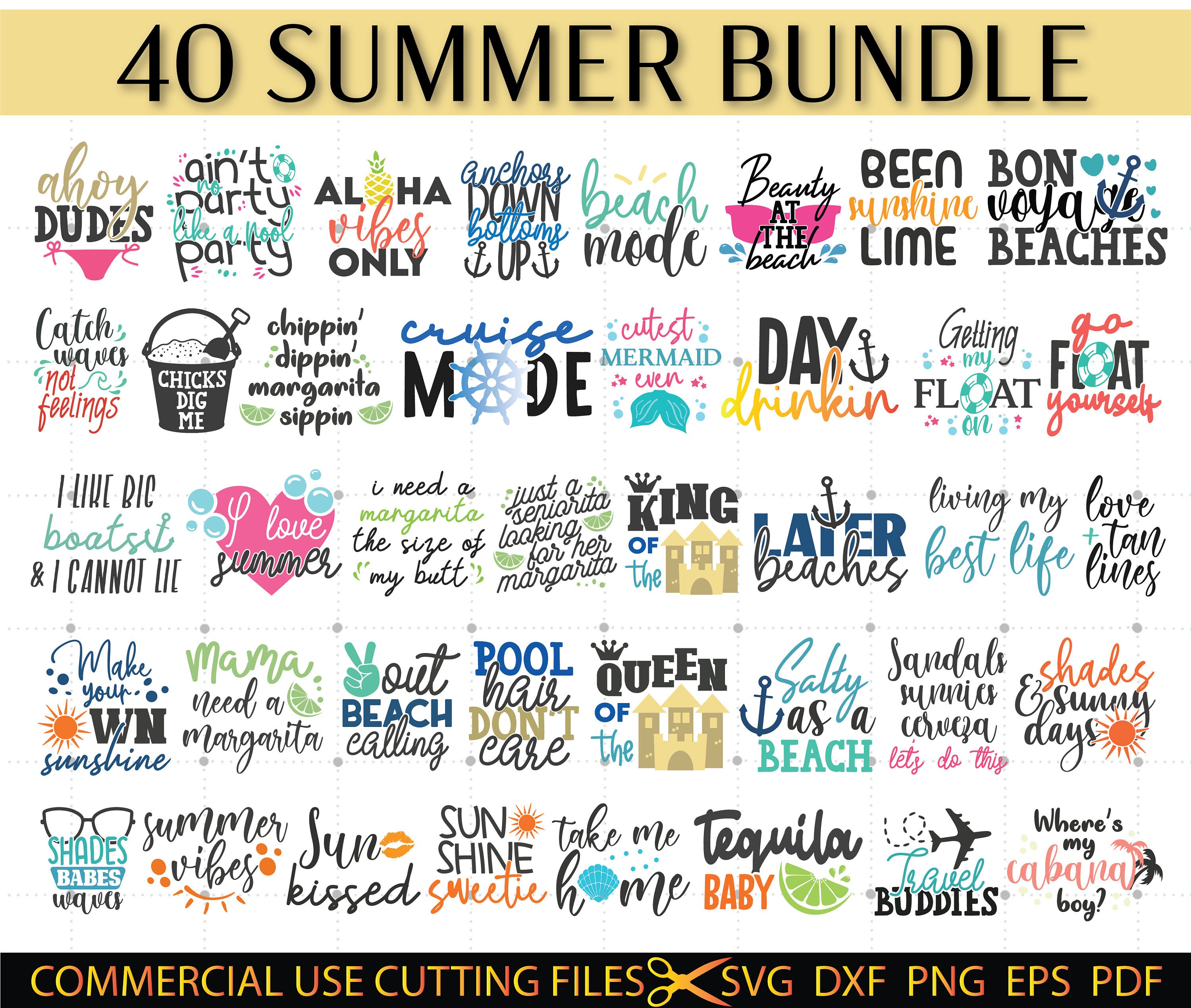 40 Summer Bundle SVG Designs Part 1 Summertime Svg Summer - Etsy