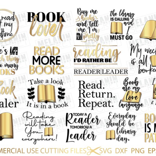 Reading SVG Bundle Books Svg Books SVG Bundle Book Lover - Etsy