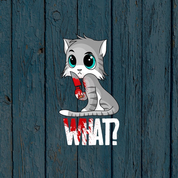Cute Murderous Cat What With Bloody Knife Halloween Print - Etsy