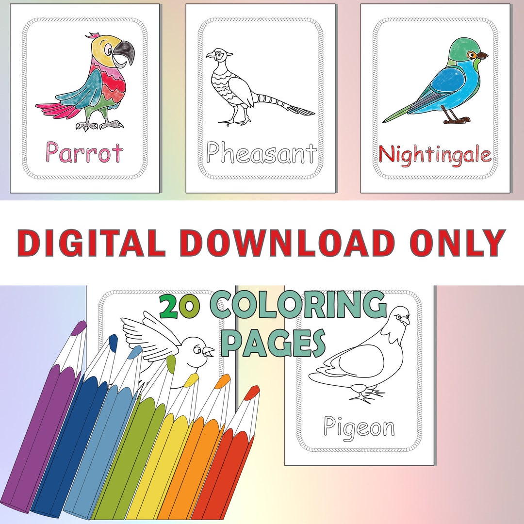 Printable Birds Coloring Pages, 20 Coloring Pages for Kids, for Toddler ...