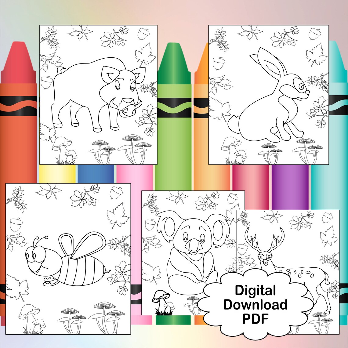 Coloring Pages Printable Woodland Animals Coloring Book - Etsy