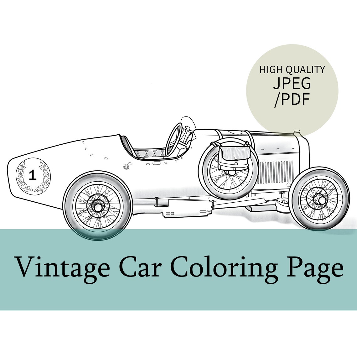 Printable Coloring Page for Adults, Old Car Coloring for Adults, Car ...