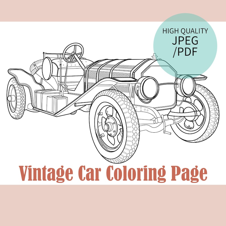 Vintage Car Coloring Page, Cars Coloring, Coloring Page for Adults ...