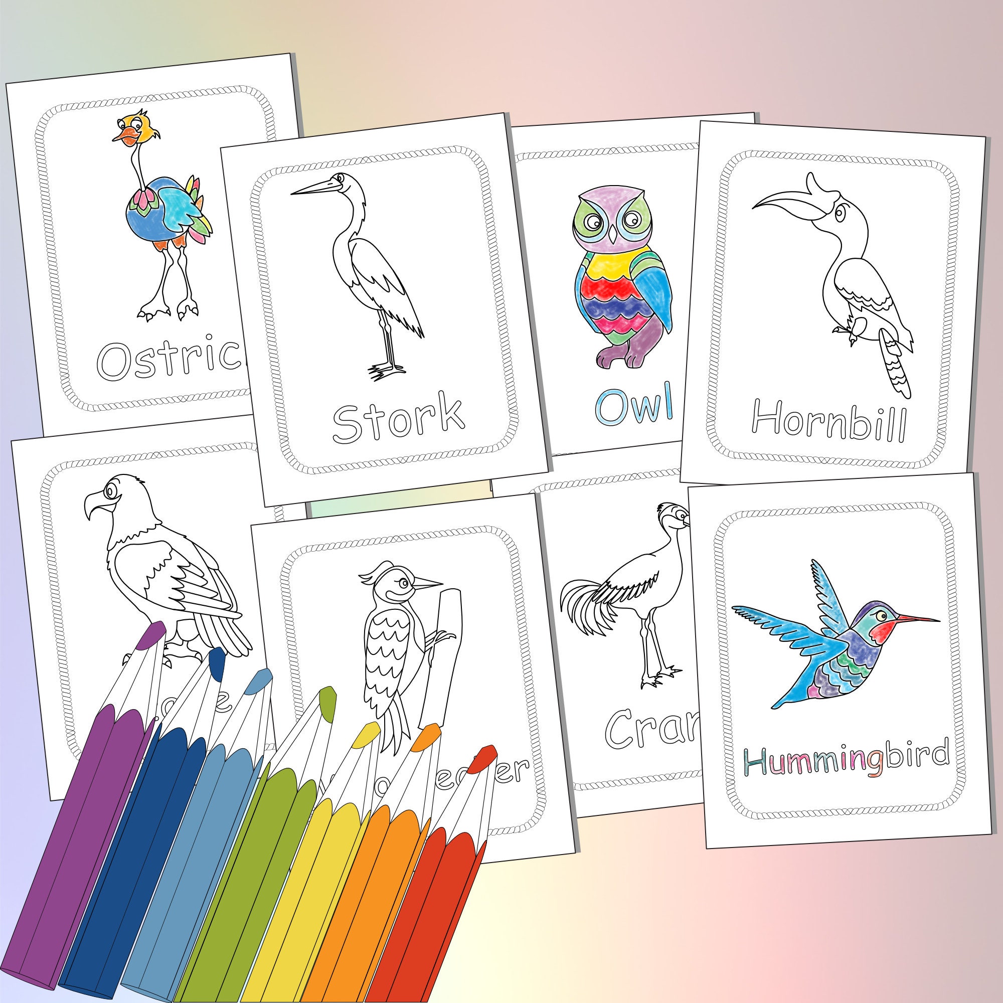 Printable Birds Coloring Pages, 20 Coloring Pages for Kids, for Toddler ...