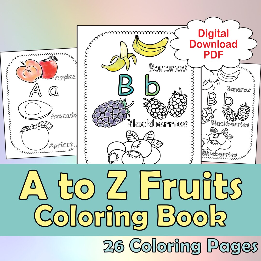 Alphabet Coloring Pages, A to Z Fruits Coloring Book, Alphabet Coloring ...