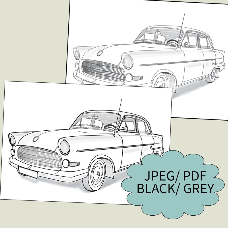 Car Coloring Page, Coloring Page for Adults, for Kids, Instant Download ...
