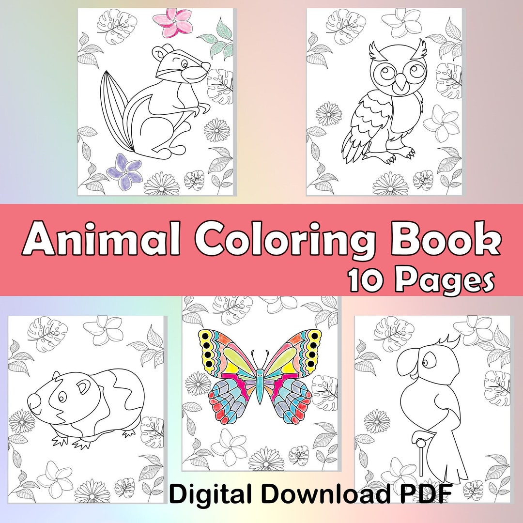 Animal Coloring Pages for Kids, 10 Coloring Pages for Kids, Coloring ...