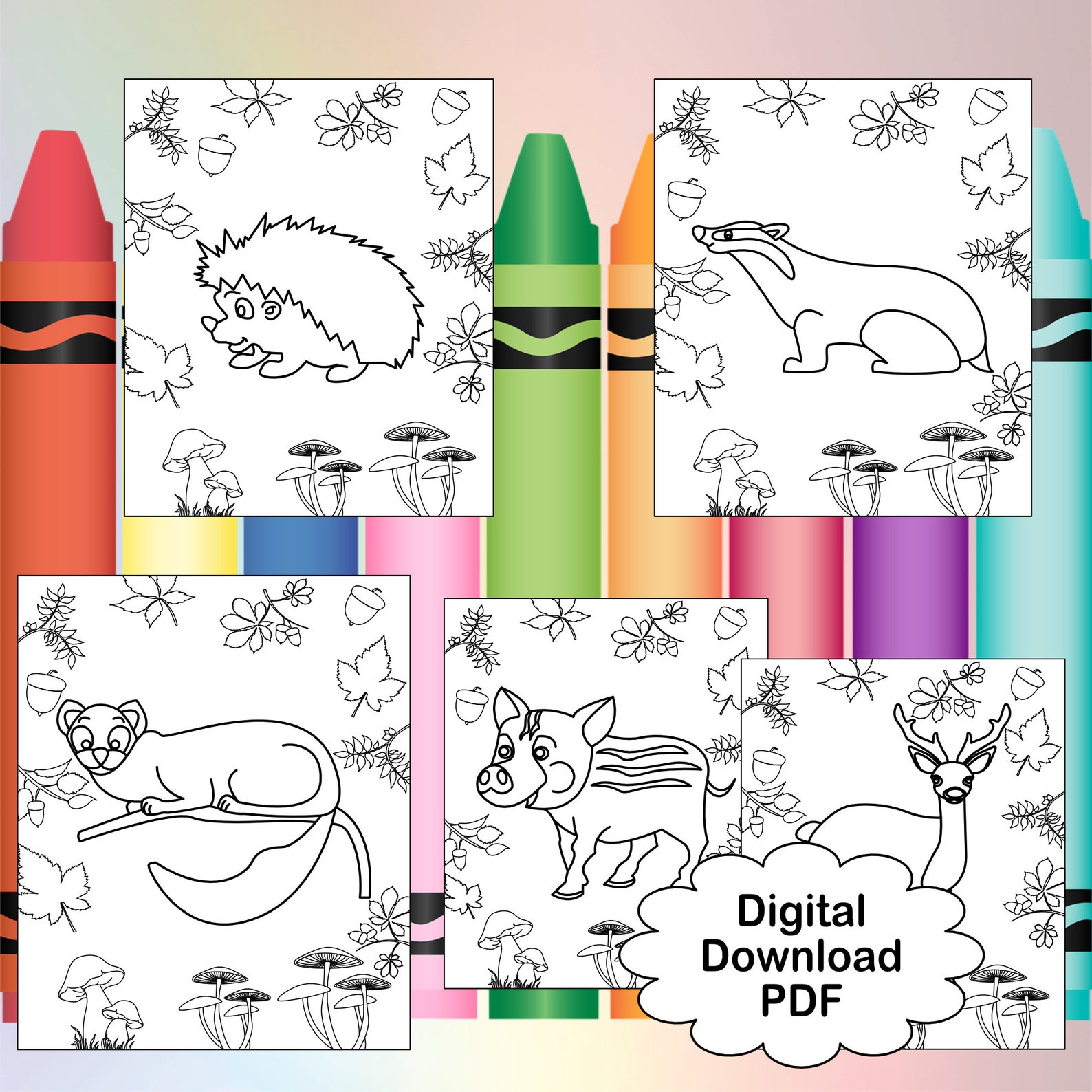 Coloring Pages Printable, Woodland Animals Coloring Book, Printable ...