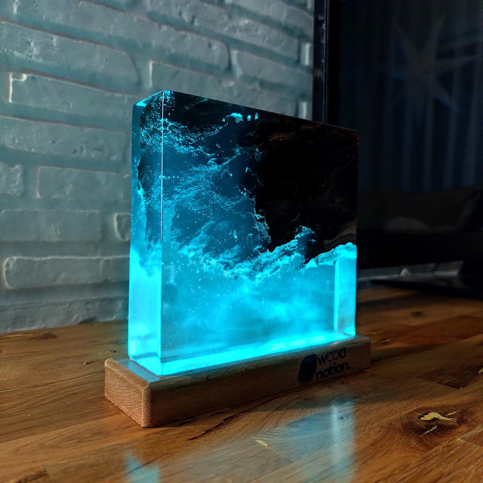 Cubic Epoxy Resin Lamp: Modern Wood Night Light - Etsy