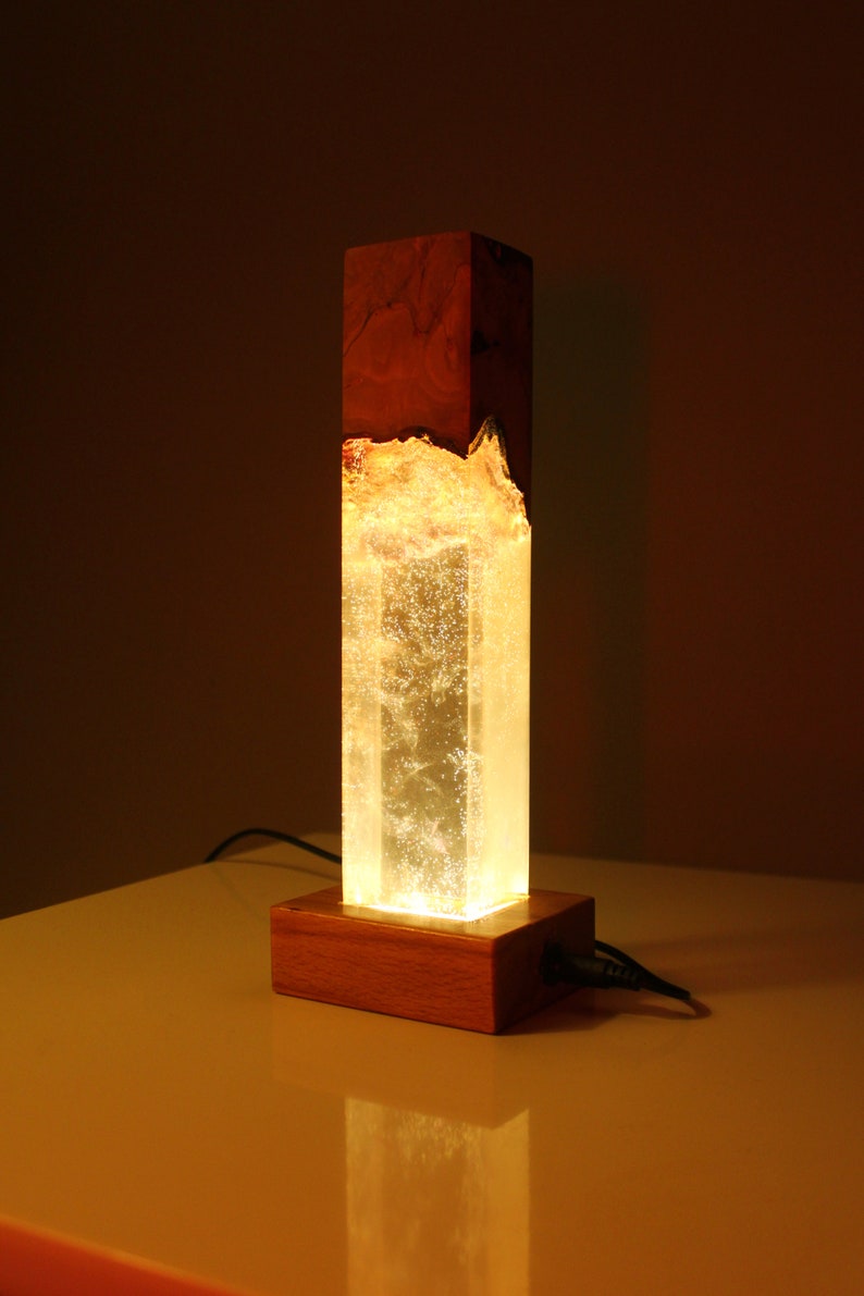 Yellow Wooden Resin Lamp Epoxy Resin Light Resin Night Lamp - Etsy