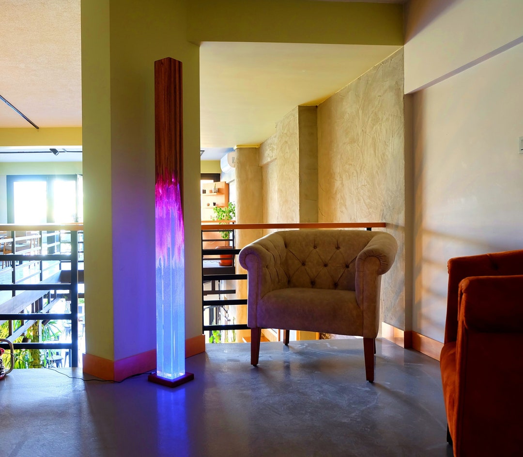 Monolith Resin Wood Floor Lamp: Handmade Living Room Decorative ...