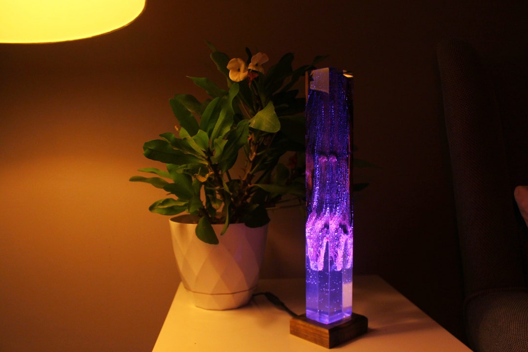 Olive Wood Epoxy Resin Lamp: Custom LED Night Light - Etsy