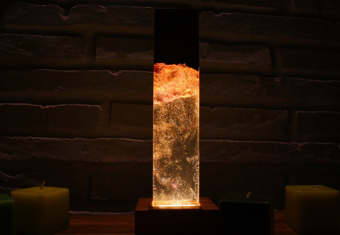 Yellow Wooden Resin Lamp Epoxy Resin Light Resin Night Lamp | Etsy