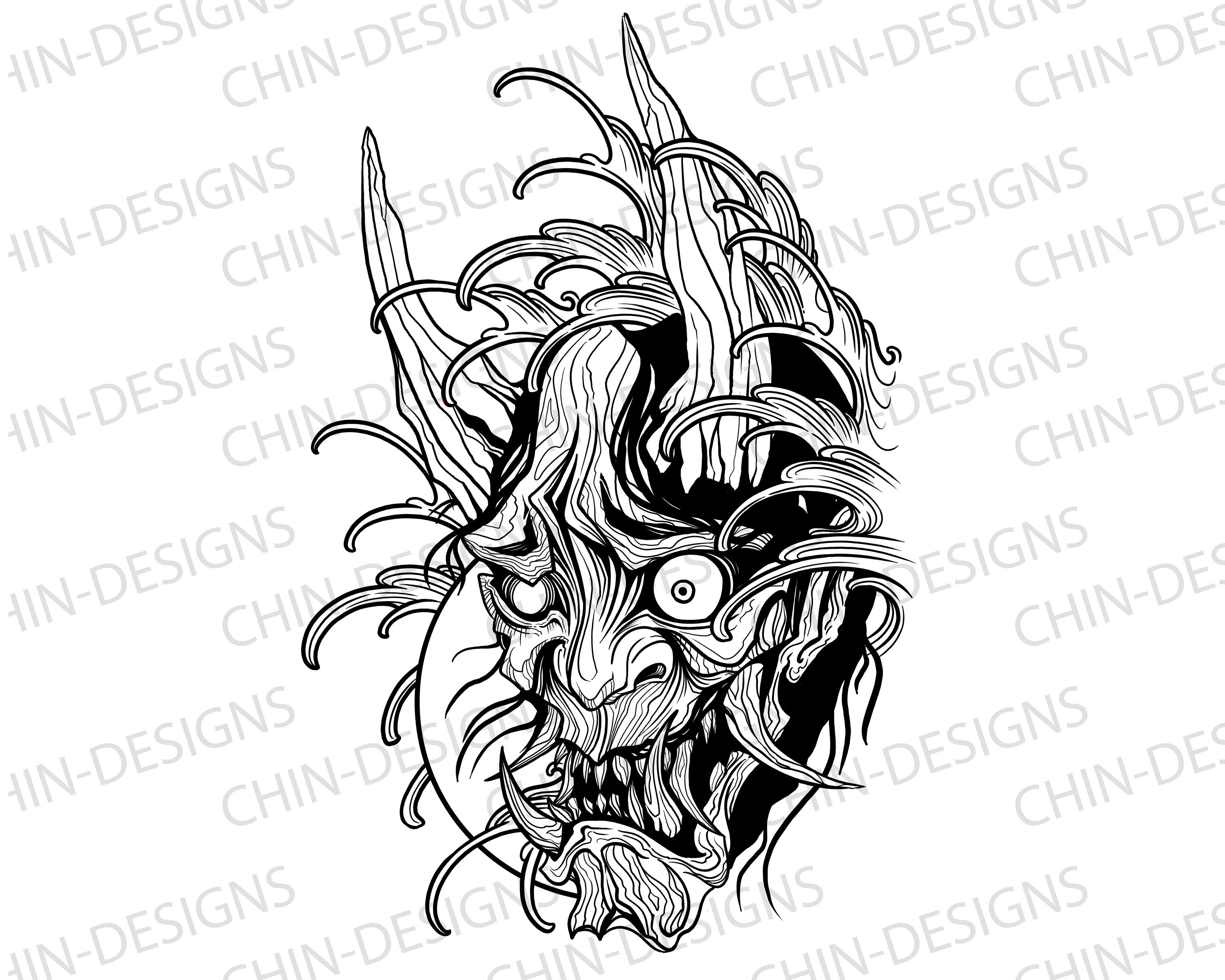 Hannya Mask Tattoo Coloring Coloring Pages