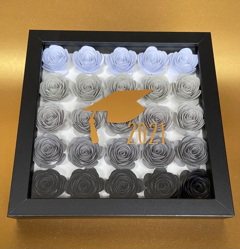8x8 Gray Ombré Rose Shadowbox Perfect for Graduation of High - Etsy