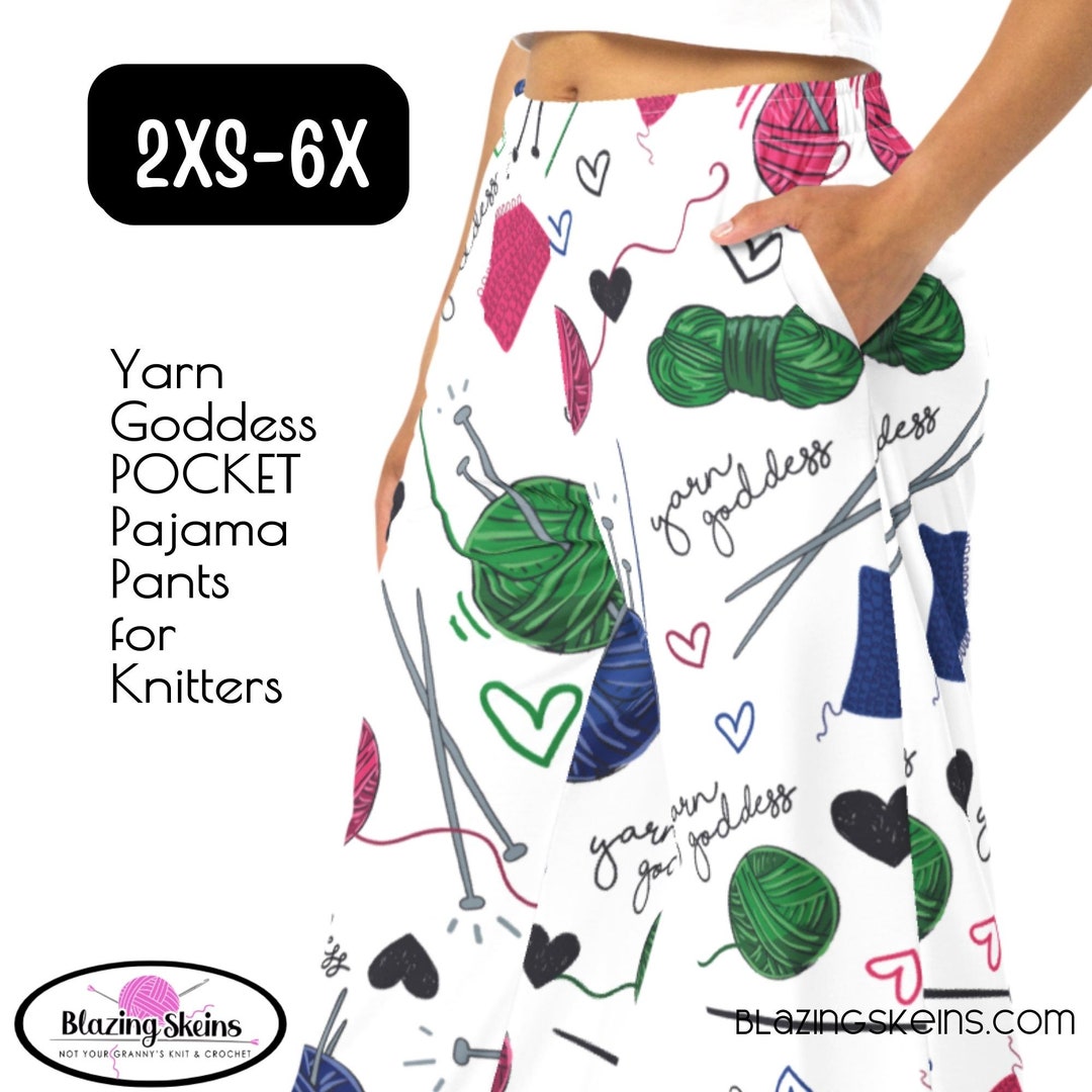 Knitting Pajama Pants Gift for Knitter PJ Bottoms for Yarn Lover AOP ...