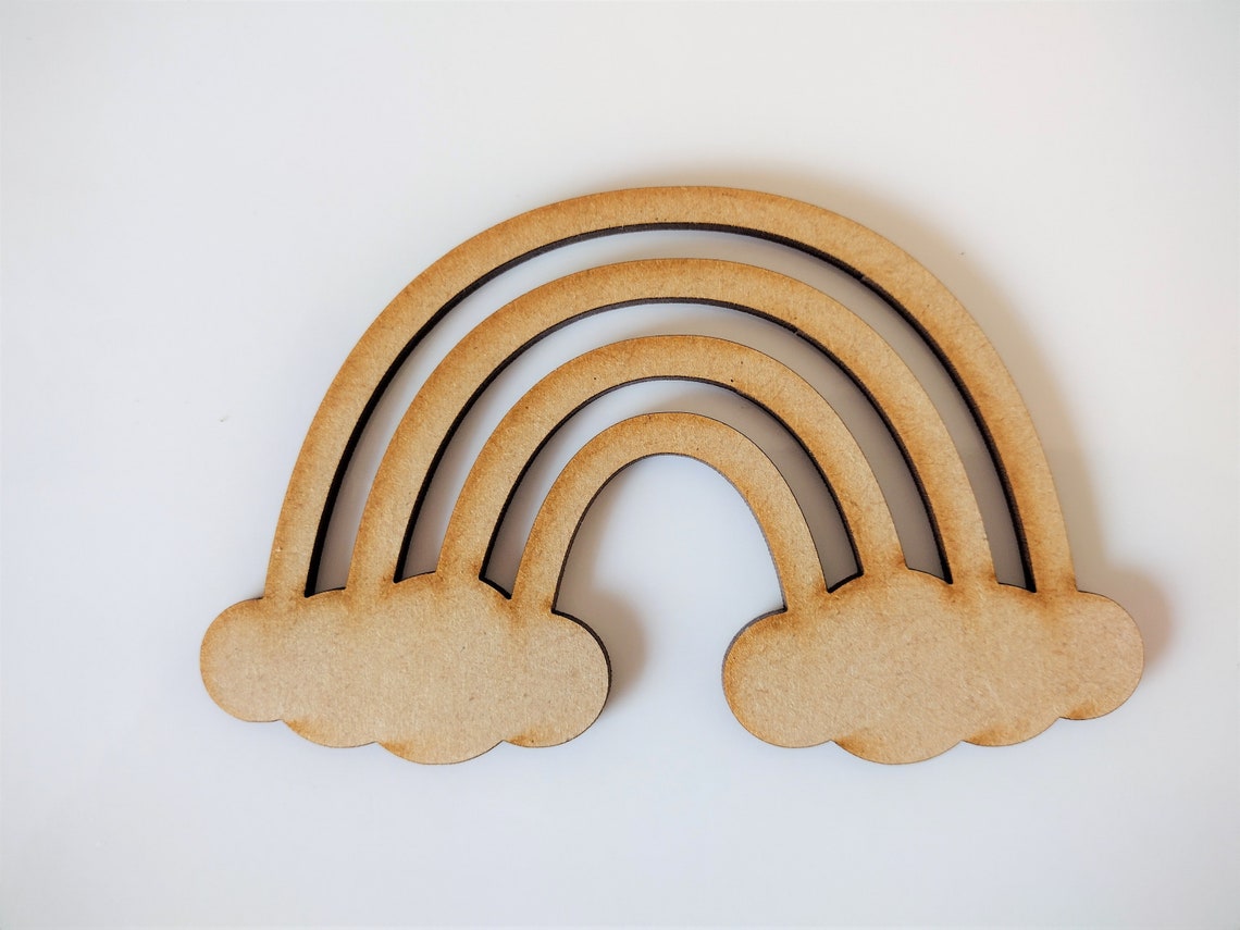 043 Wooden Rainbow With Clouds MDF Craft Shapes Blank - Etsy