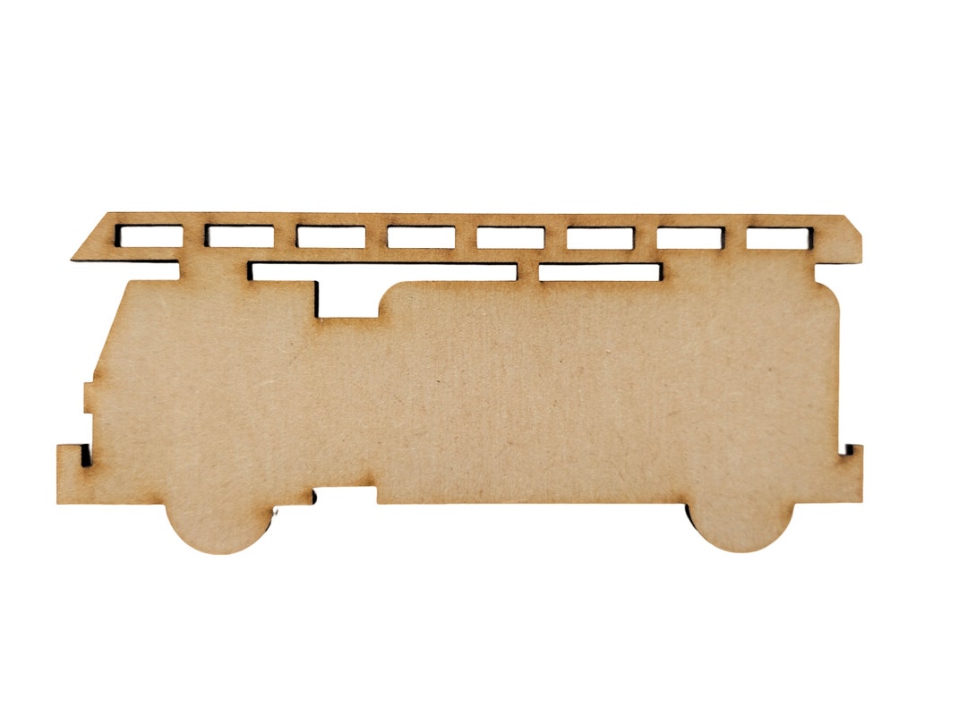 374 Wooden Fire Truck MDF Craft Shapes, Blank, Scrapbook, Decoration ...