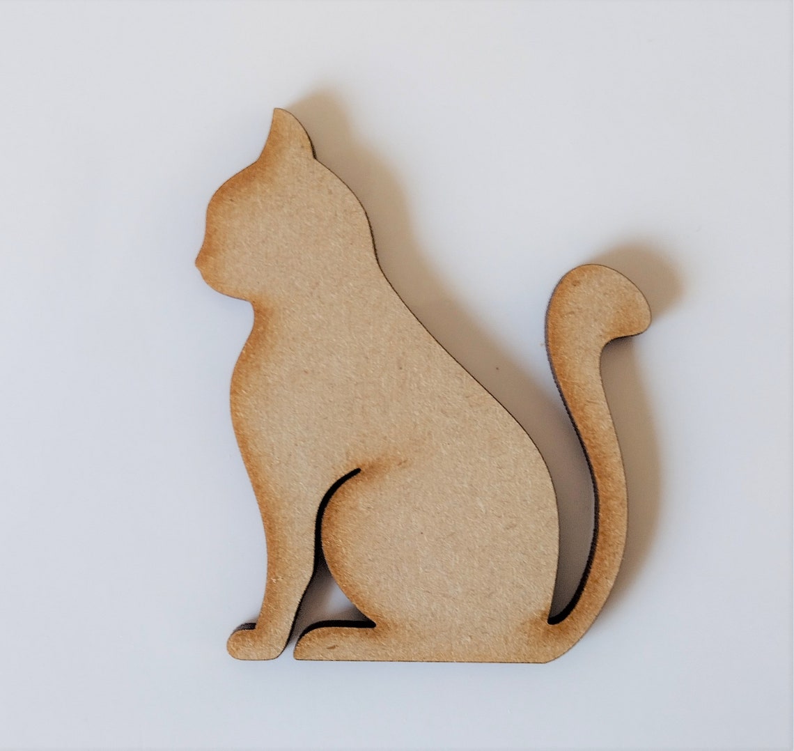 021 Wooden Sitting Cat MDF Craft Shapes Blank Scrapbook - Etsy UK