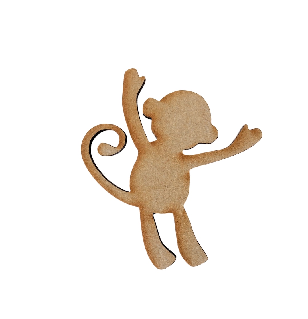 035 Wooden Baby Monkey MDF Craft Shapes, Blank, Scrapbook, Decoration ...