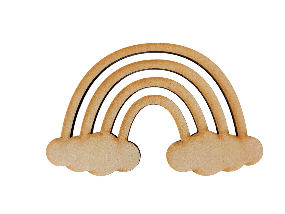 043 Wooden Rainbow With Clouds MDF Craft Shapes Blank - Etsy