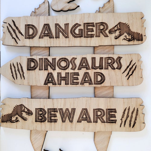 Wooden Oak Veneer Dinosaur Sign Beware Danger Dinosaurs - Etsy UK