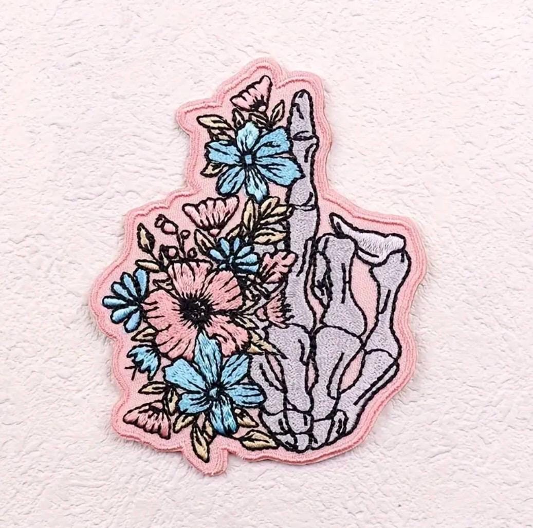 Skeleton Hand With Flowers, Floral Skull, Middle Finger Skeleton ...