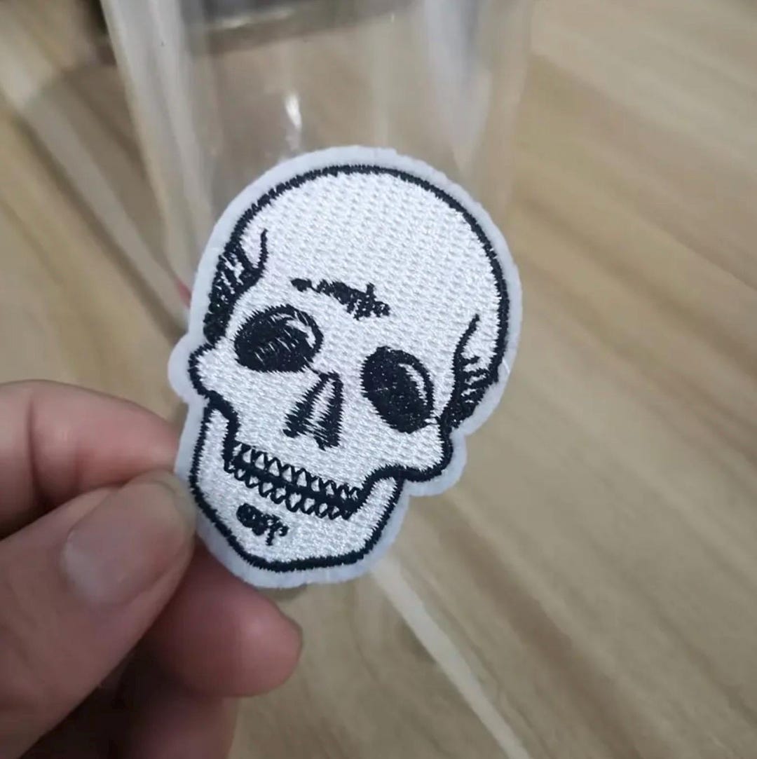 Skeleton Skull Embroidered Iron on Patch, White Skull Patch, Punk Patch ...