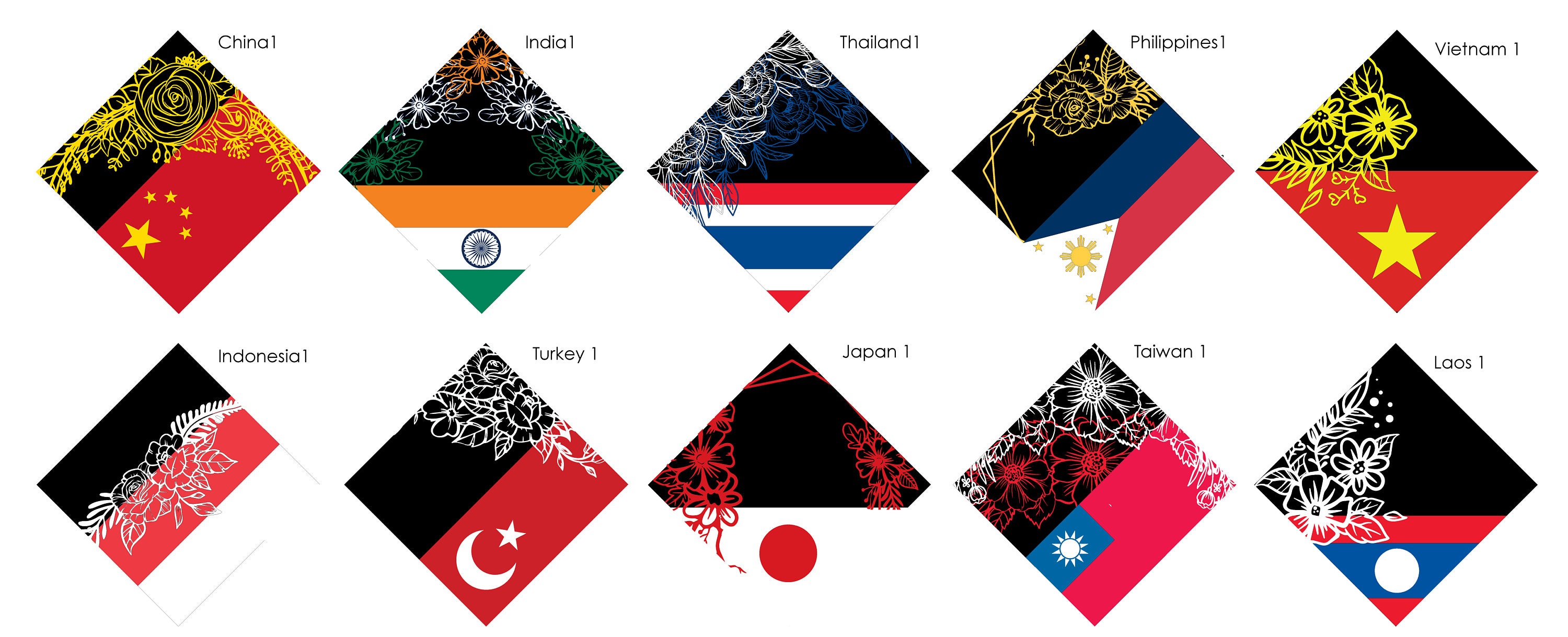 Graduation Cap Topper Asia Flags - Etsy