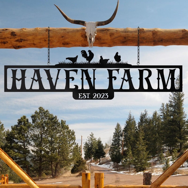 Metal Farm Sign With Animal - Etsy