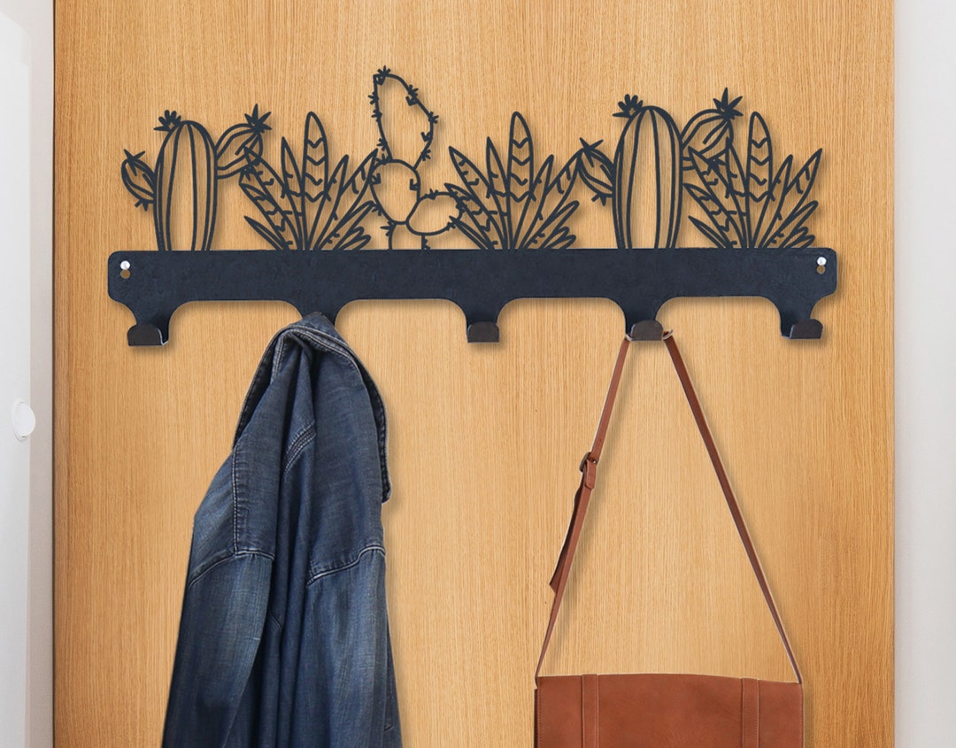 Metal Cactus Coat Rack: Entryway Wall Hanger With 5 Hooks - Etsy