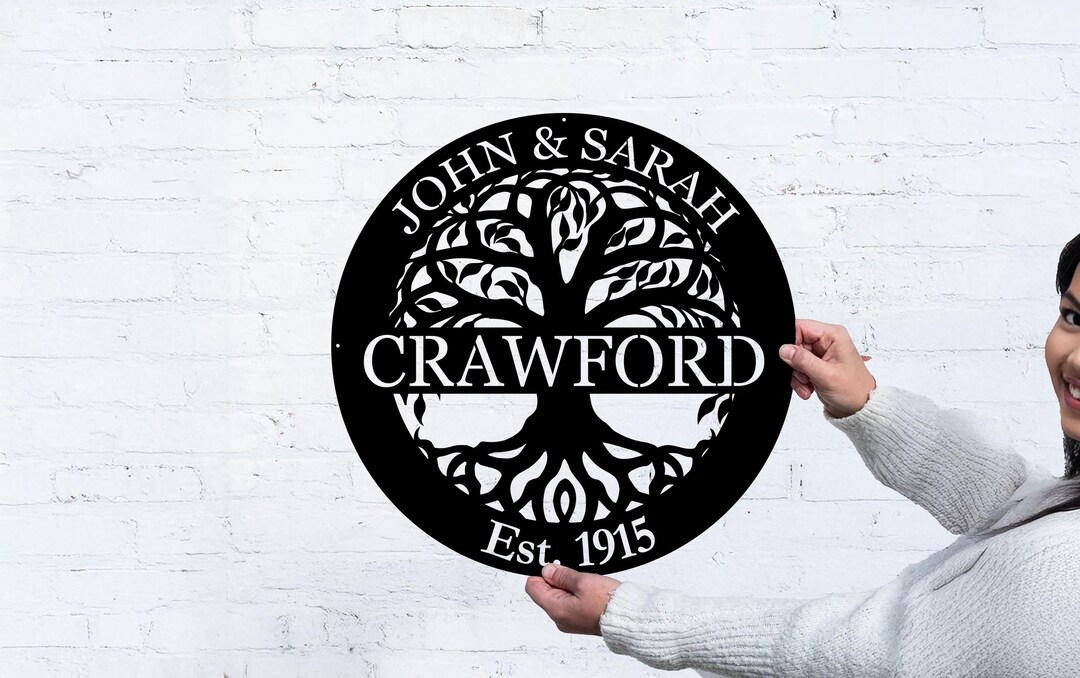 Custom Metal Family Name Sign: Tree of Life, Boho Wall Plaque - Etsy
