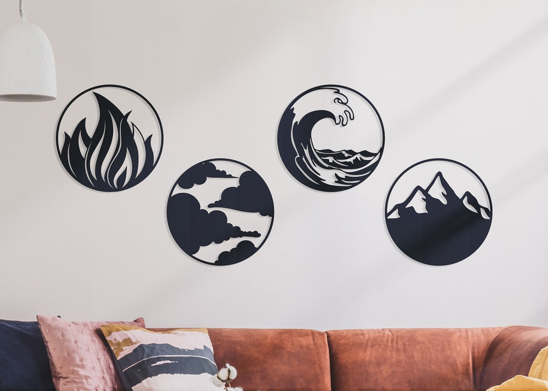Metal Four Elements Wall Art Set: Fire, Water, Air, Earth - Etsy
