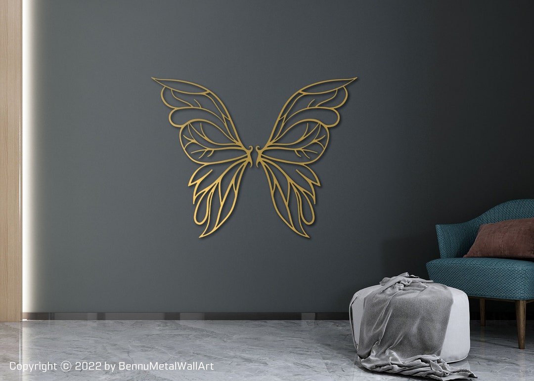 Metal Butterfly Wings Wall Decor: Black/gold Angel Wings Art - Etsy