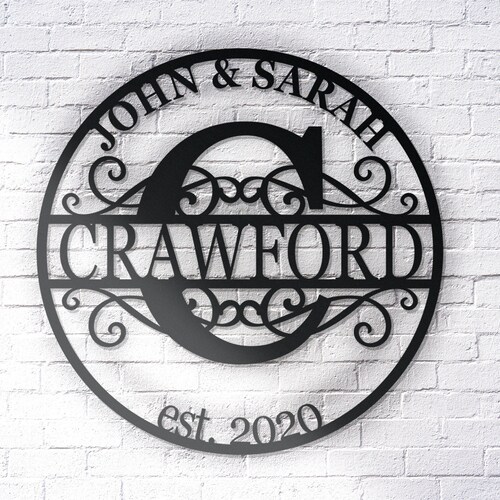 Custom Family Name Metal Sign Initial Sign Metal Monogram - Etsy