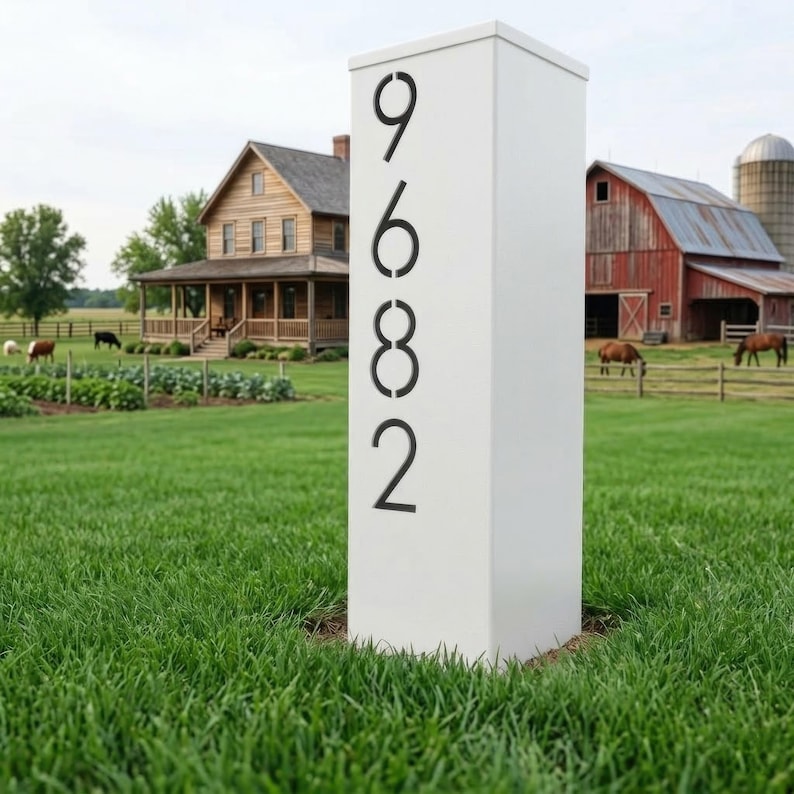 Modern Address Pillar | Custom House Number Post | Outdoor Address Sign ...