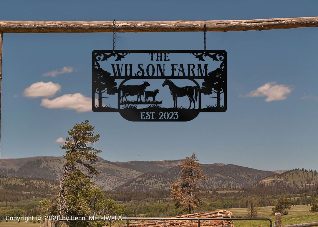 Metal Farm Sign, Custom Metal Farm Name Sign, Large Metal Name Sign ...