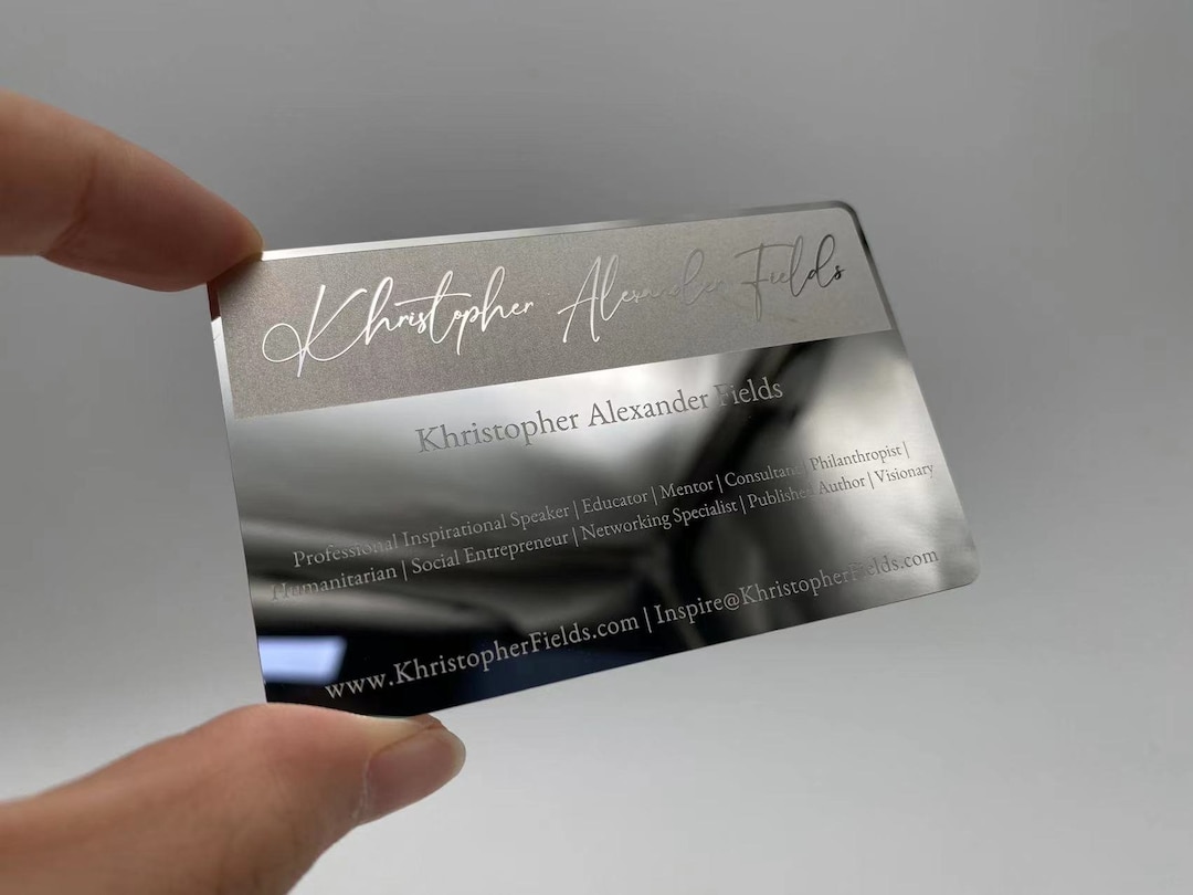 Luxury Stainless Steel Business Cards: Shiny Silver Metal - Etsy