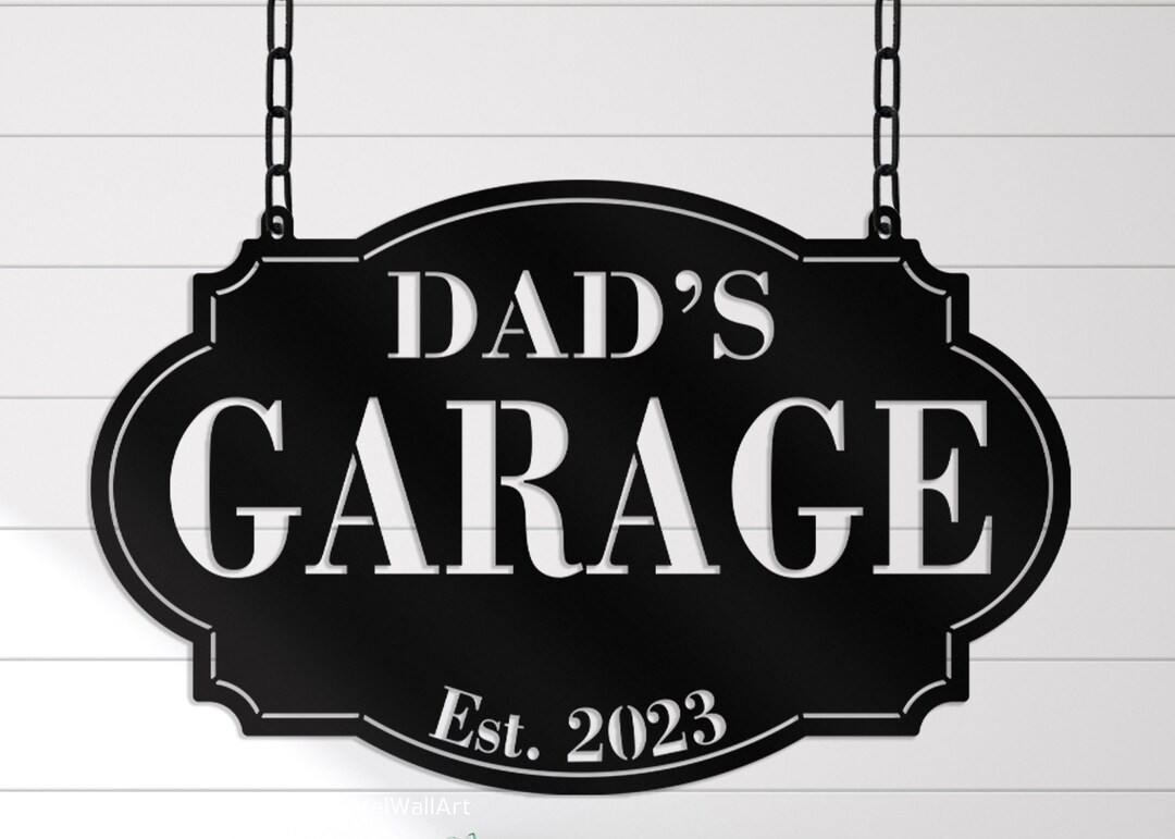 Personalized Dad's Garage Metal Sign: Custom Aluminum Wall Art - Etsy