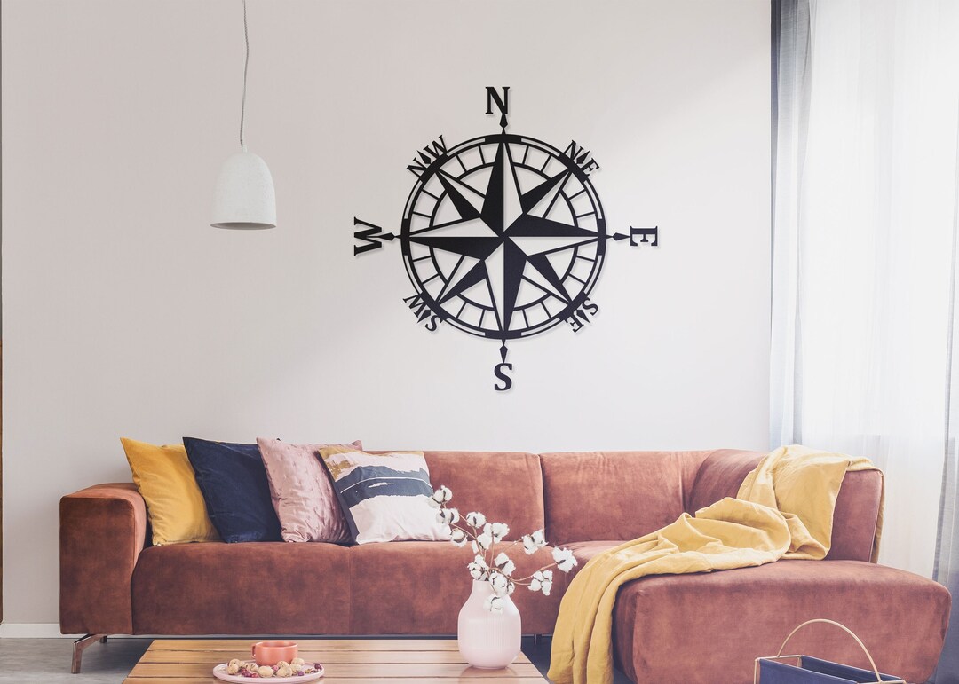 Compass Wall Decor, Modern Home Metal Wall Art, Metal Compass Wall Art ...
