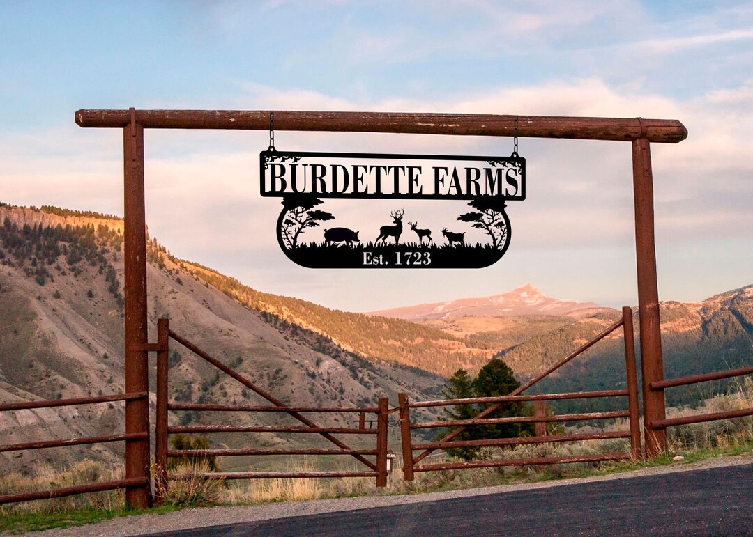 Personalized Barnyard Animal Farm Sign: Rustic Black Metal Ranch ...
