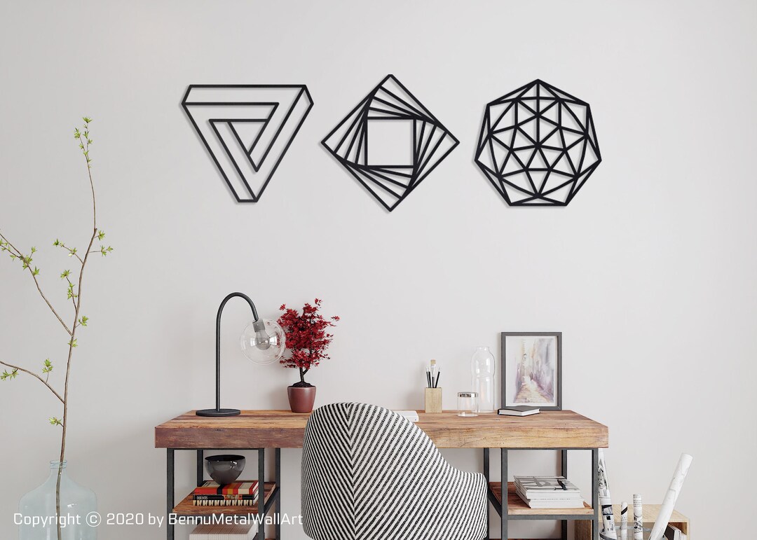 Geometric Metal Wall Art: Sacred Geometry Decor (3 Pcs) - Etsy UK