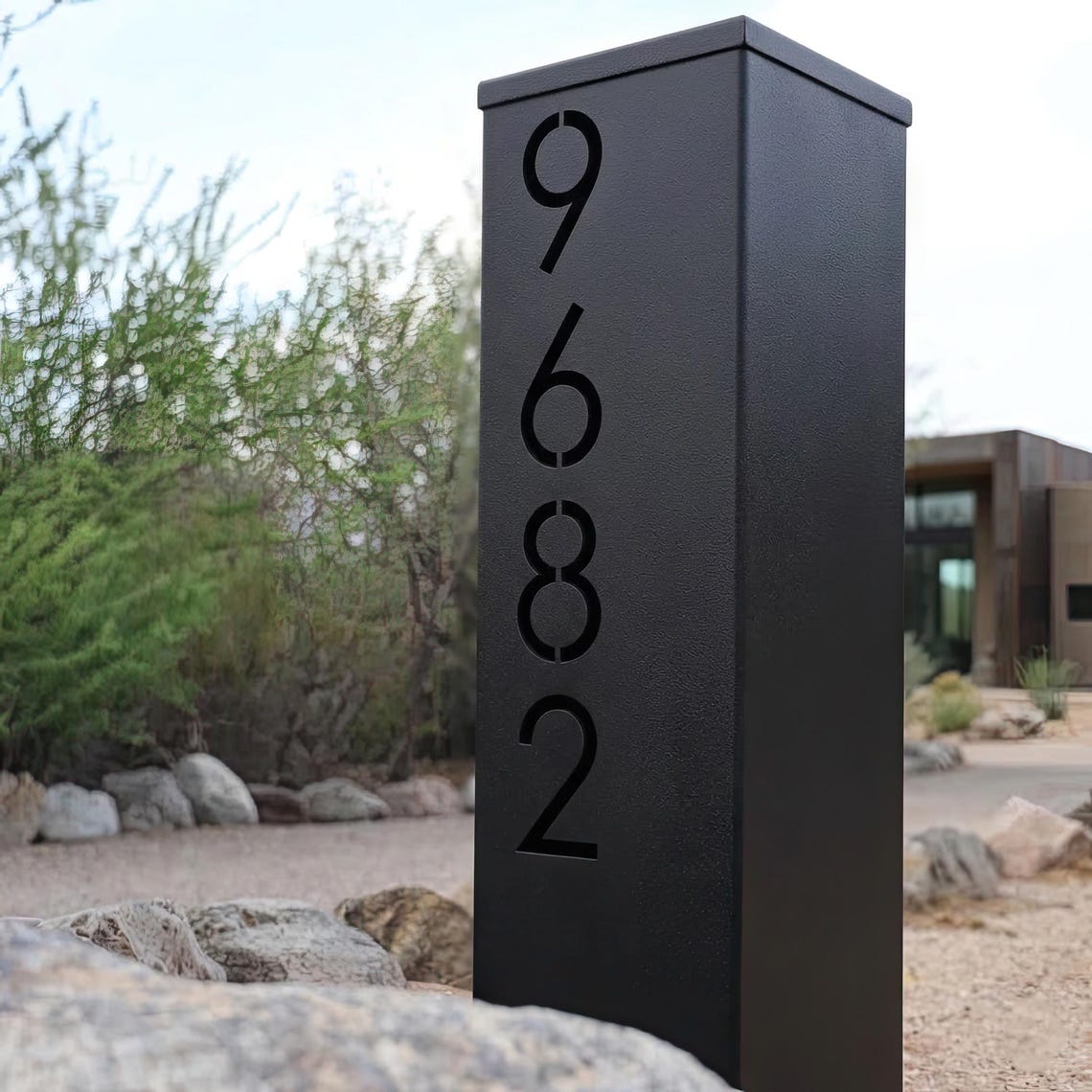 Modern Address Pillar | Custom House Number Post | Outdoor Address Sign ...
