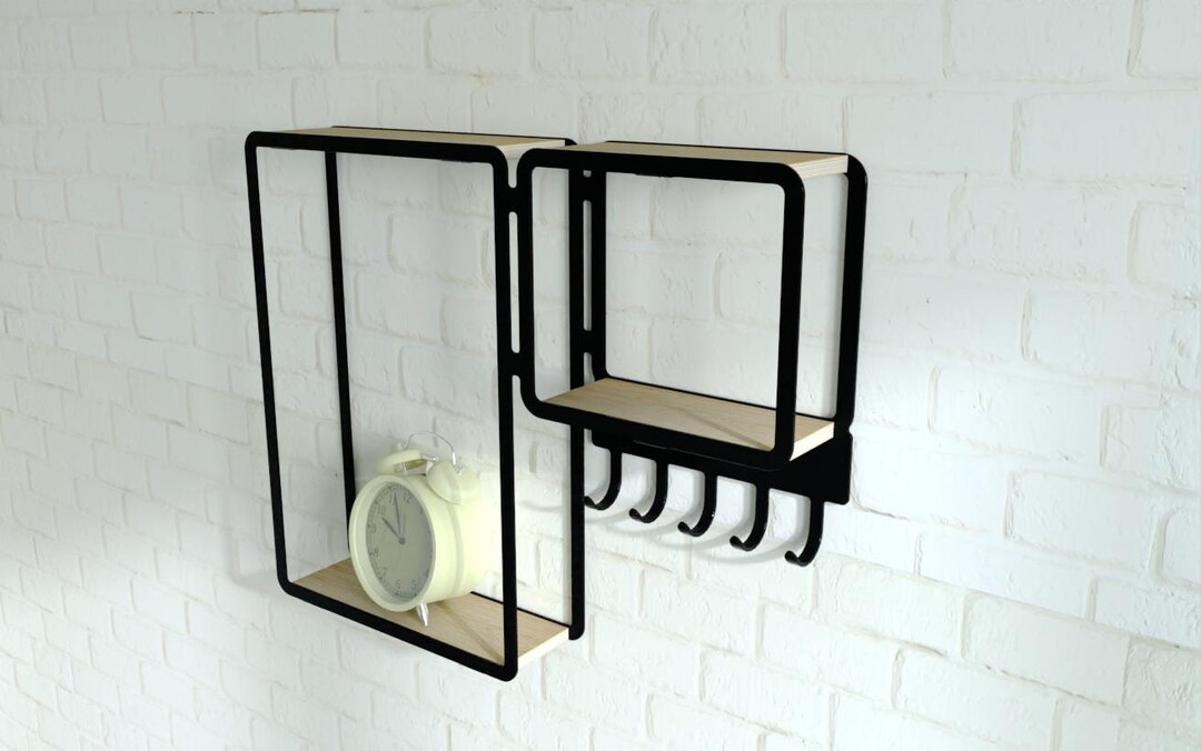 Modern Metal Key Holder Shelf: Entryway Organizer With Hooks - Etsy